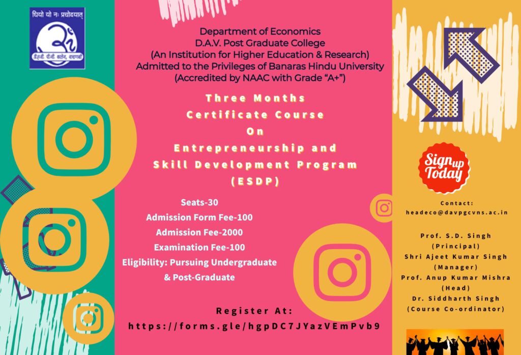 ENTREPRENEURSHIP & SKILL DEVELOPMENT PROGRAM – D.A.V PG College