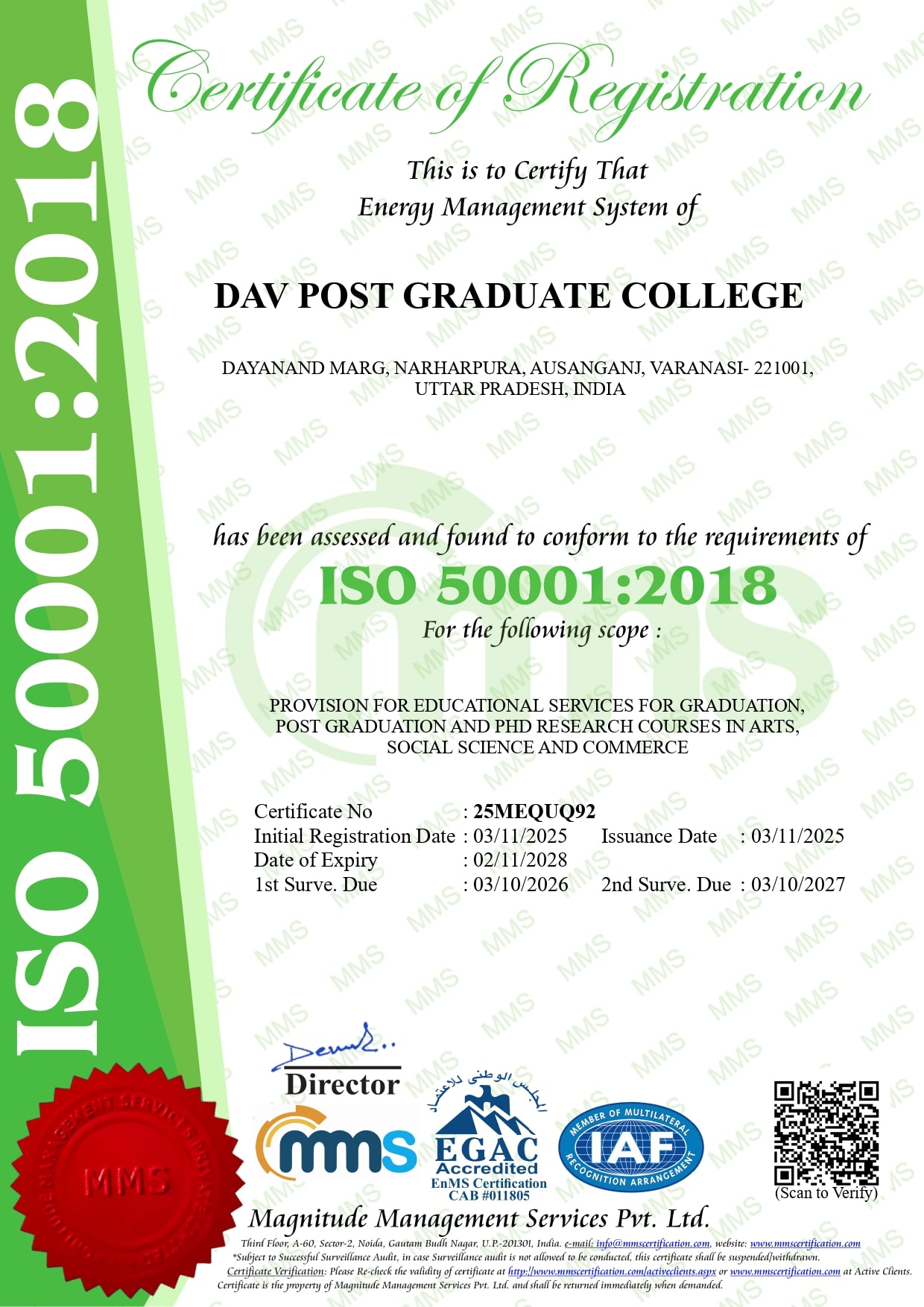 ISO Certified – D.A.V PG College